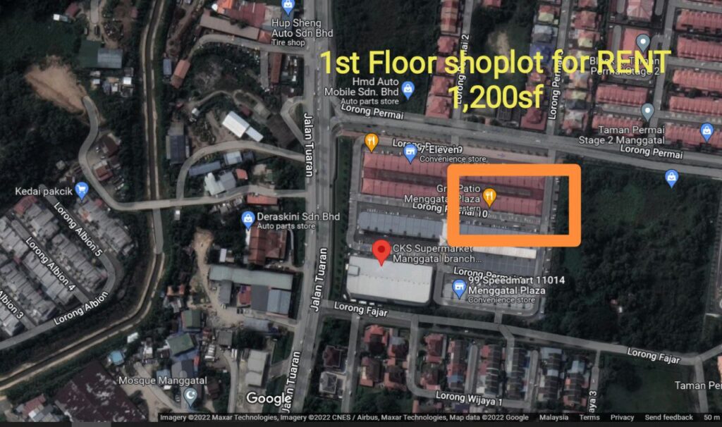 FOR RENT – PLAZA MENGGATAL 1ST FLOOR SHOPLOT - Felicia Chin